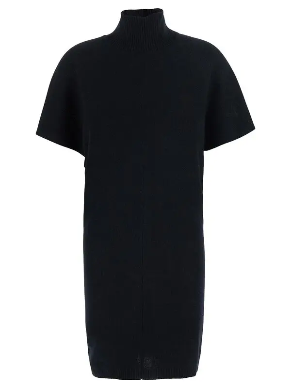 Federica Tosi Tech Knit Mini Dress With Long Sleeves And V-neck - Black