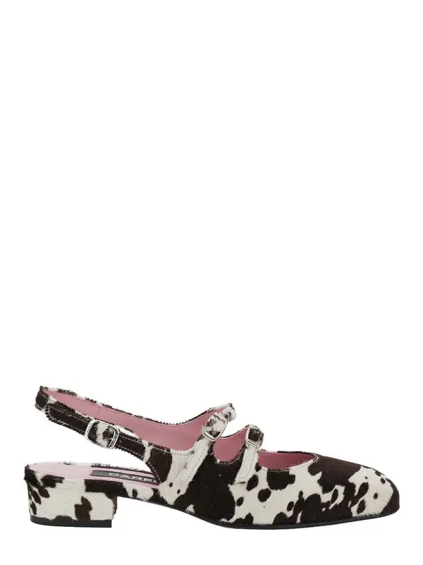 CAREL Slingback Ballet Flats With Buckle Strap And Cow Print Leather - Multicolor