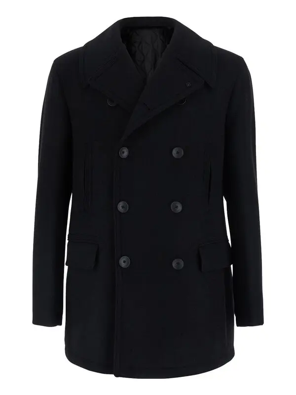 Tagliatore San Francisco Double-breasted Wool Jacket With Notched Revers For - Black