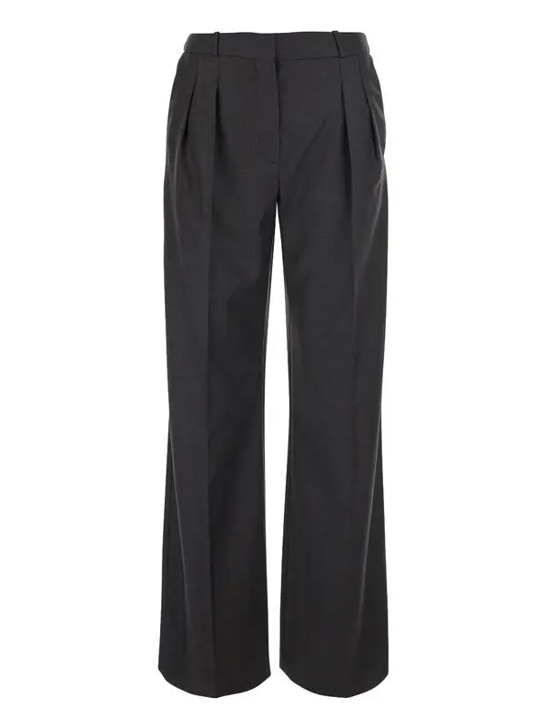 Loulou De Saison High-waisted Wool Trousers With Hidden Front Closure For - Brown