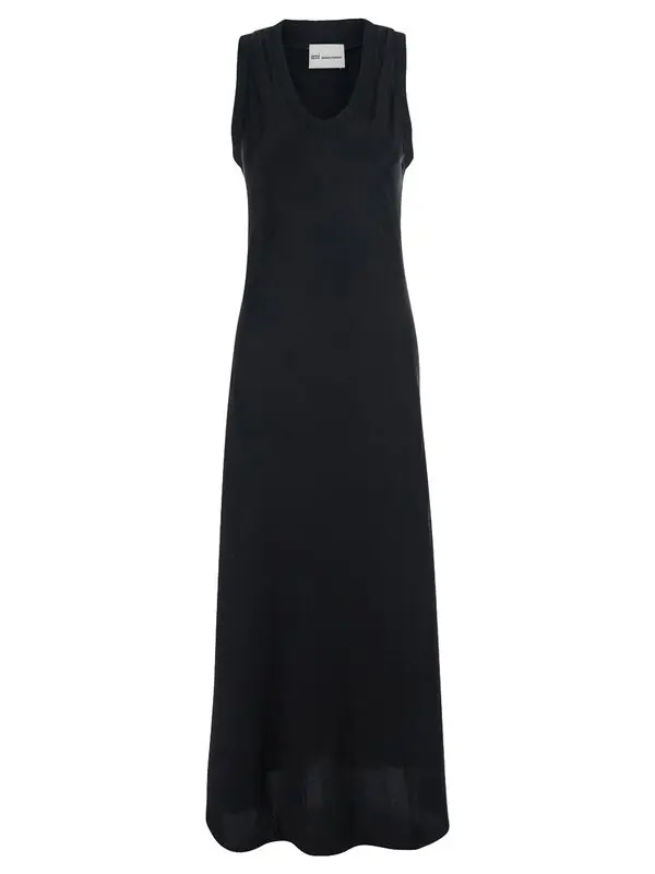 AMI Paris Ribbed Maxi Tank Dress - Black