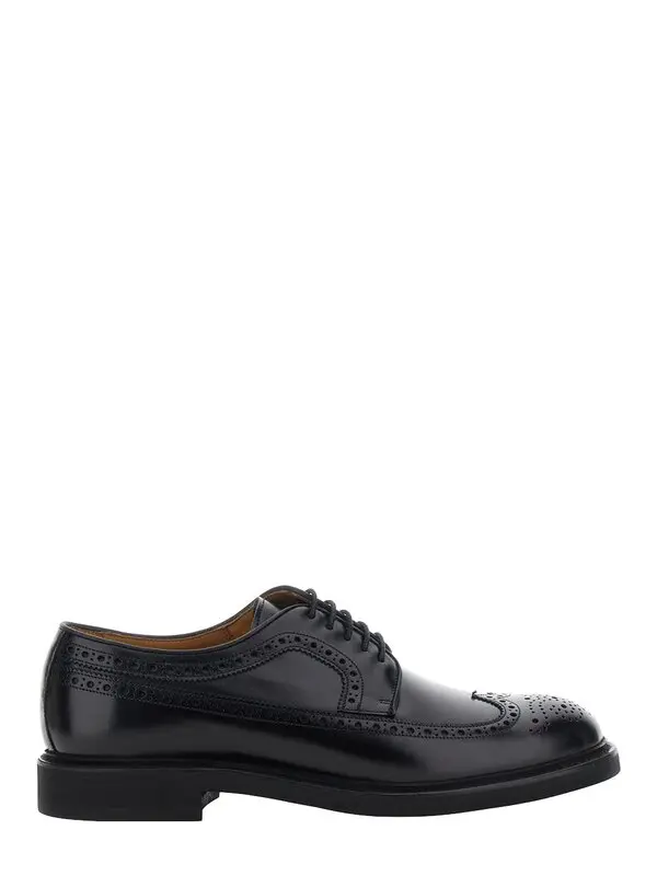 BERWICK 1707 Leather Round Toe Lace-up Shoes - Black