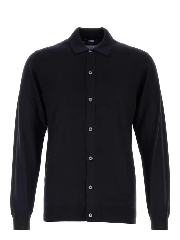 Fedeli Wool Cardigan - Blue