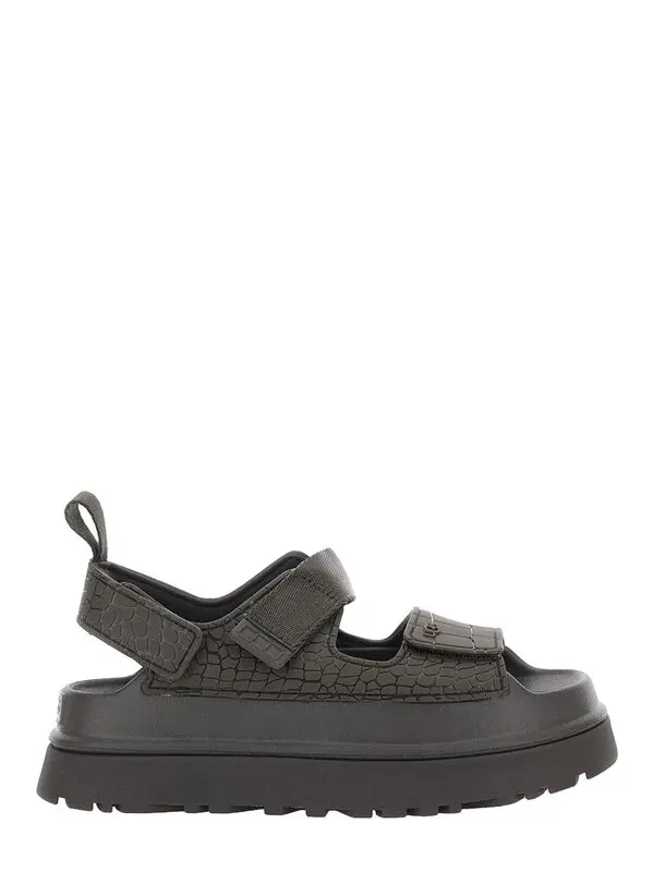UGG Goldenglow Embossed Flat Sandals - Brown