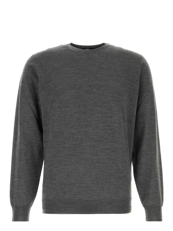 Fedeli Dark Virgin Wool Knit Sweater For - Grey