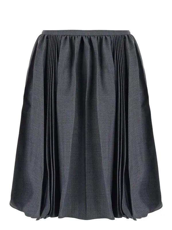 SHUSHU/TONG Wool-blend Pleated High-waist Skirt With Side Closure - Grey