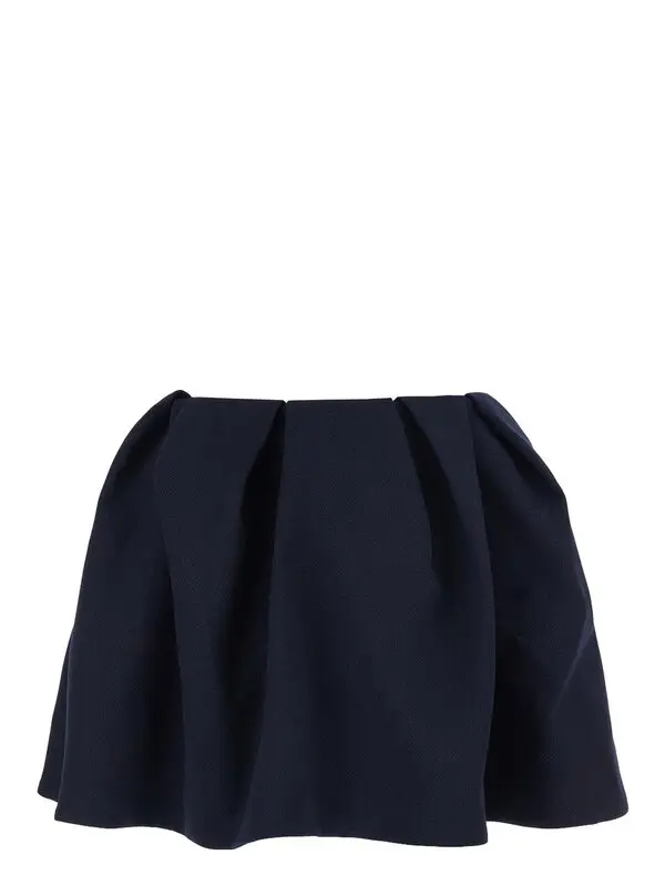 SHUSHU/TONG Wool Pleated Mini Skirt With Rear Concealed Zip - Blu