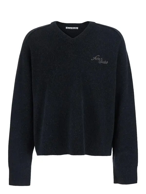 Acne Studios Cotton Round-neck Sweater With Long Sleeves - Black