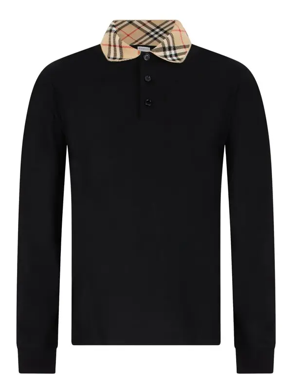 Burberry Cotton Sweater With Polo Collar - Black