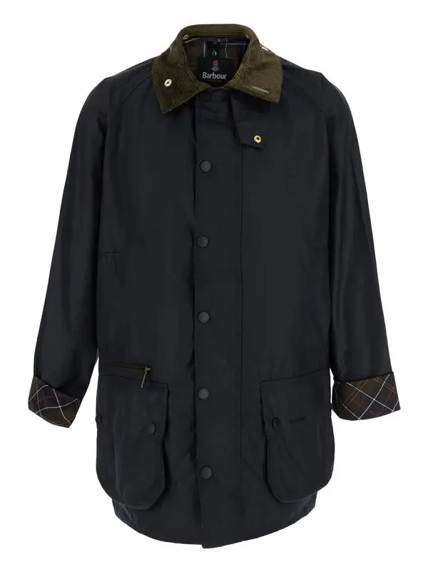 Barbour Beaufort Regular-fit Waxed Cotton Jacket With Shirt Collar And Pockets - Blu