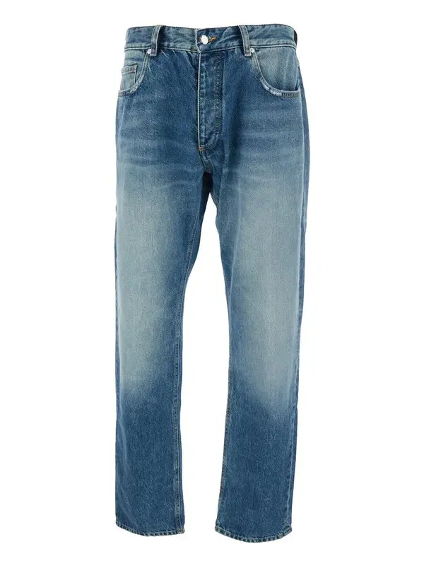 ICON DENIM LOS ANGELES Kanye Logo Patch 5-pocket Cotton Denim Jeans With Embroidered Back Detail - Blu