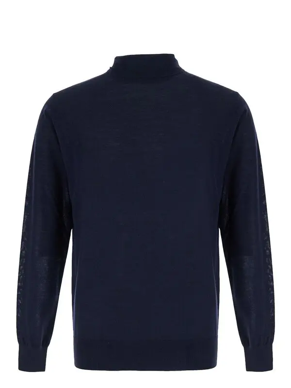 KANGRA Dolcevita Long-sleeve Turtleneck Sweater In Extra Fine Merino Jersey - Blu