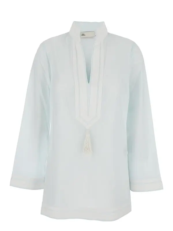 Tory Burch 100% Cotton Tunic Caftan - Light Blue