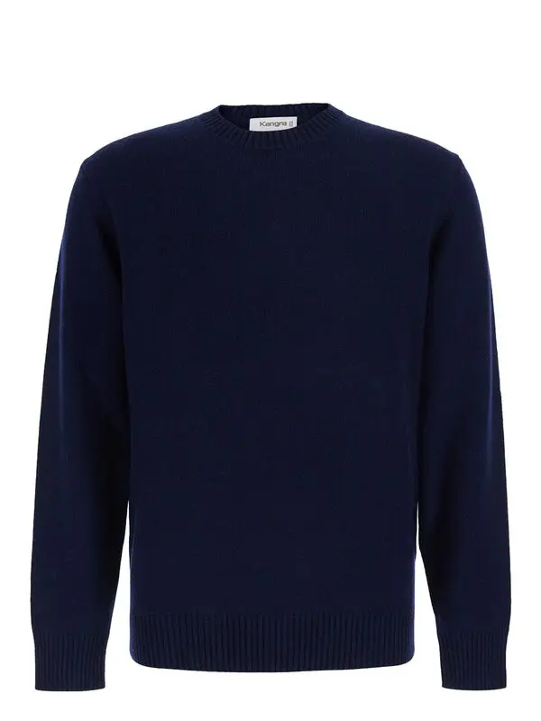 KANGRA Blend Wool & Cashmere Ribbed Crewneck Sweater - Blu