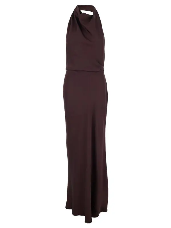 Simkhai Tech Fabric Long Dress With American Neckline And Open Back - Brown