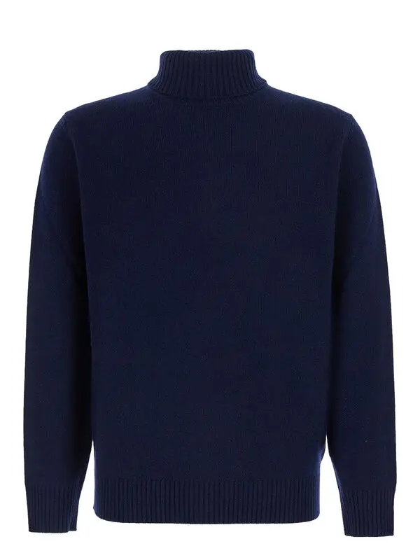 KANGRA Wool & Cashmere Turtleneck Sweater With Long Sleeves - Blu