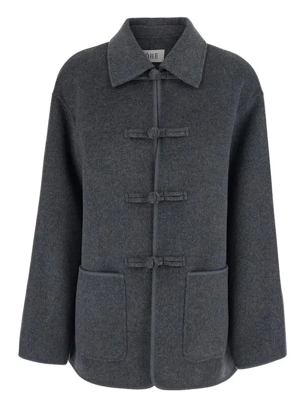 RÓHE Wool & Cashmere Classic-collar Button-front Jacket - Grey