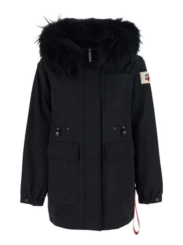 AFTER/LABEL Tech Fabric Jacket With Removable Hood & Logo Sleeve Patch - Black