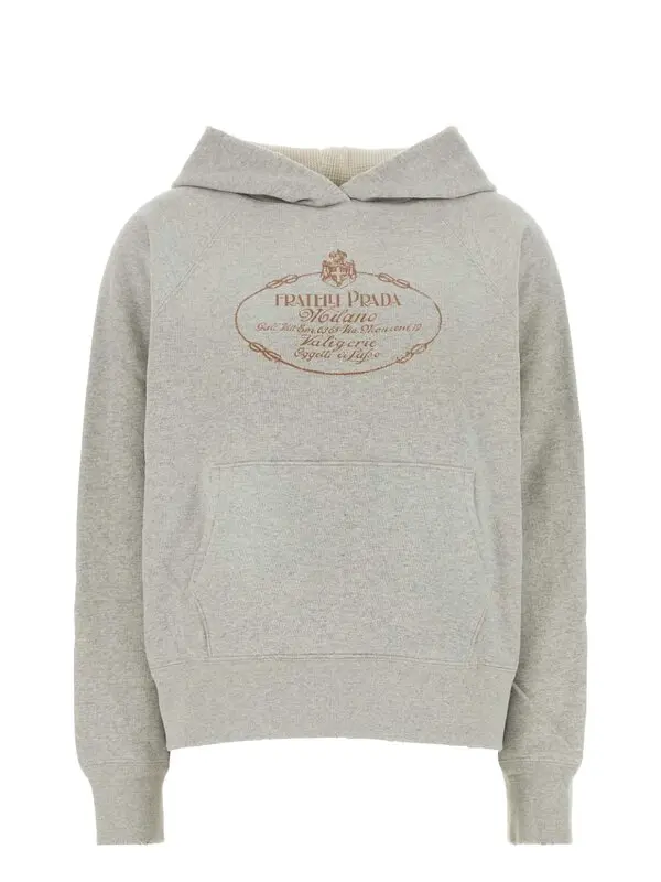 Prada Reversible Cotton Sweatshirt With Cashmere Blend Lining - Grey