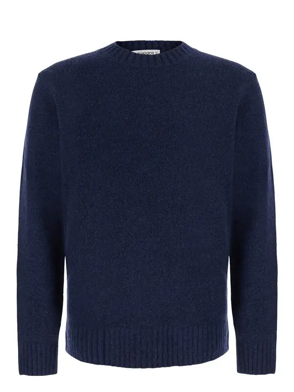 KANGRA Crew Neck Rib-trim Wool Blend Sweater - Blu