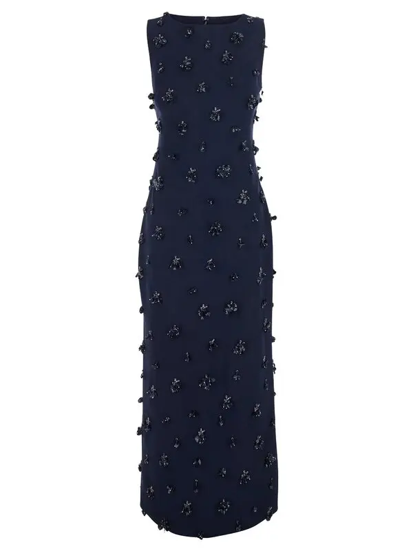 Simkhai Sleeveless Long Dress With All-over Floral Applique Embellishments In Tech Fabric - Blu