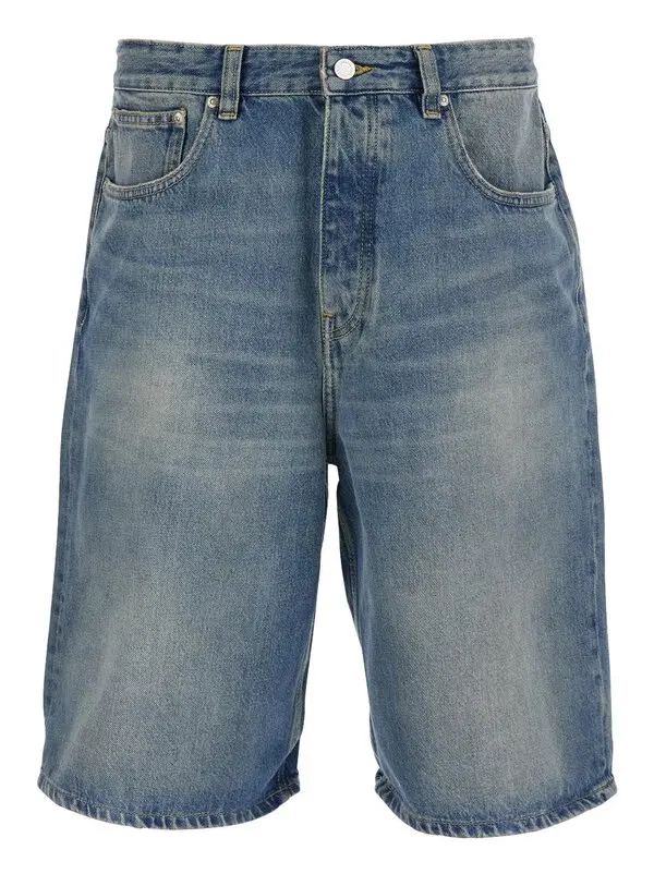 WON HUNDRED Five-pocket Bermuda Shorts With Back Patch Logo - Blu