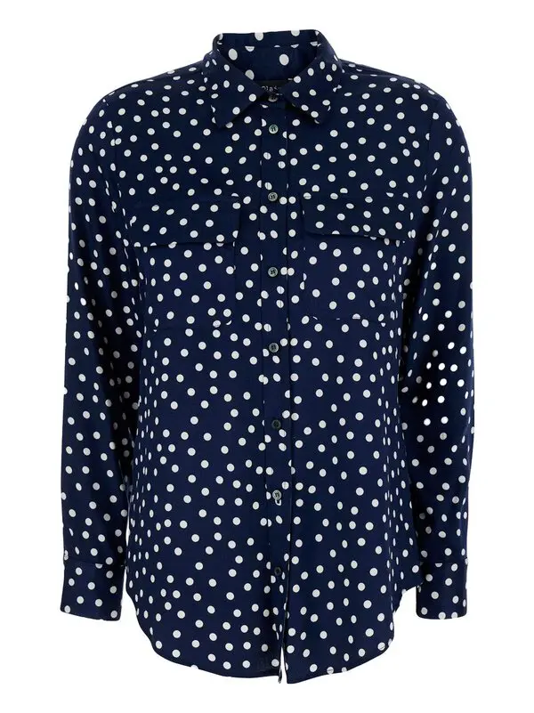 LEPLAIN Polka Dot Pocket Shirt - Blu