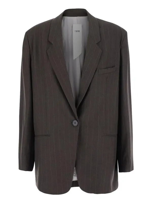 RAME Single-breasted Pinstripe Notched-lapel Blazer Jacket - Brown