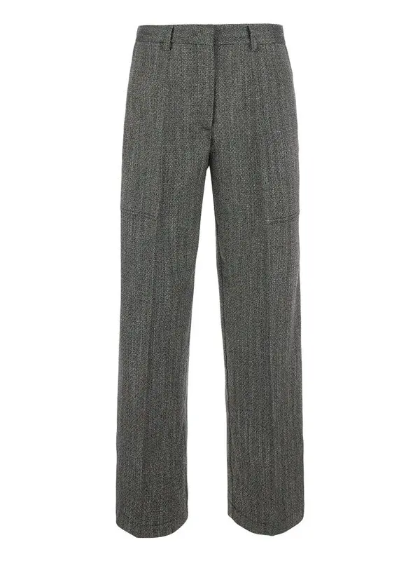 FORTE_FORTE Chevron Motif Viscose-blend Pants With Welt Back Pocket - Grey