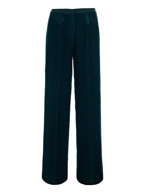 FORTE_FORTE Corduroy High-waisted Straight-leg Pants With Side Pockets - Blu