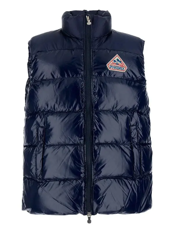 Pyrenex Sleeveless Quilted Down Jacket With High Neck And Logo Patch - Blu