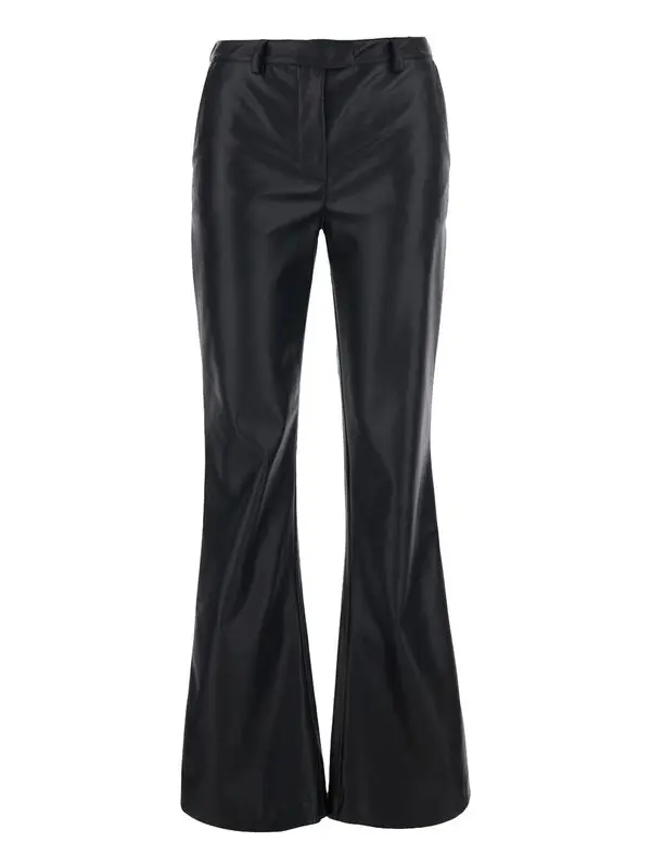 LEPLAIN Eco-leather Slim-fit Pants With Belt Loops And Back Pocket - Black