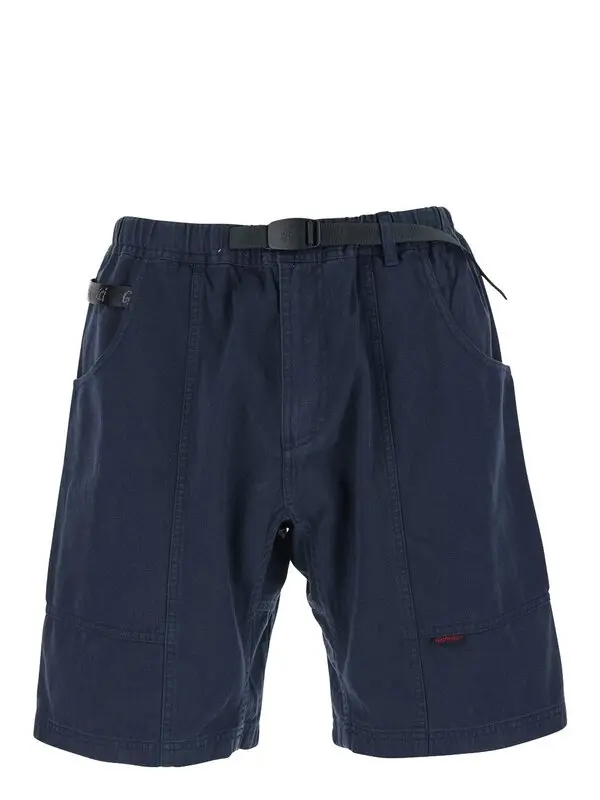 Gramicci Cotton Bermuda Shorts With Elasticated Waist And Integrated Belt - Blu