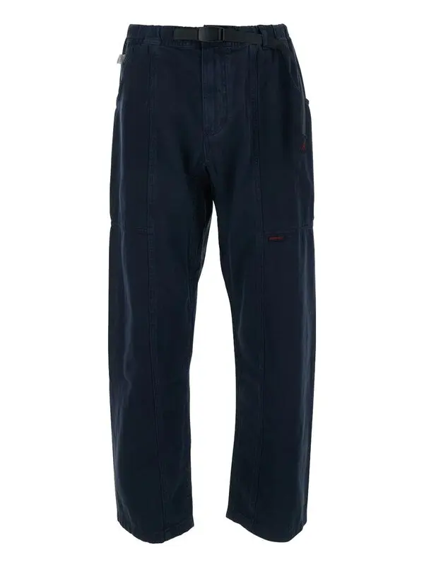 Gramicci Straight-leg Cotton Pants With Elastic Waist And Belt Loops For - Blu