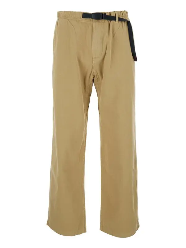 Gramicci Relaxed-fit Chino Pants With Elastic Waist And Contrast Belt - Beige