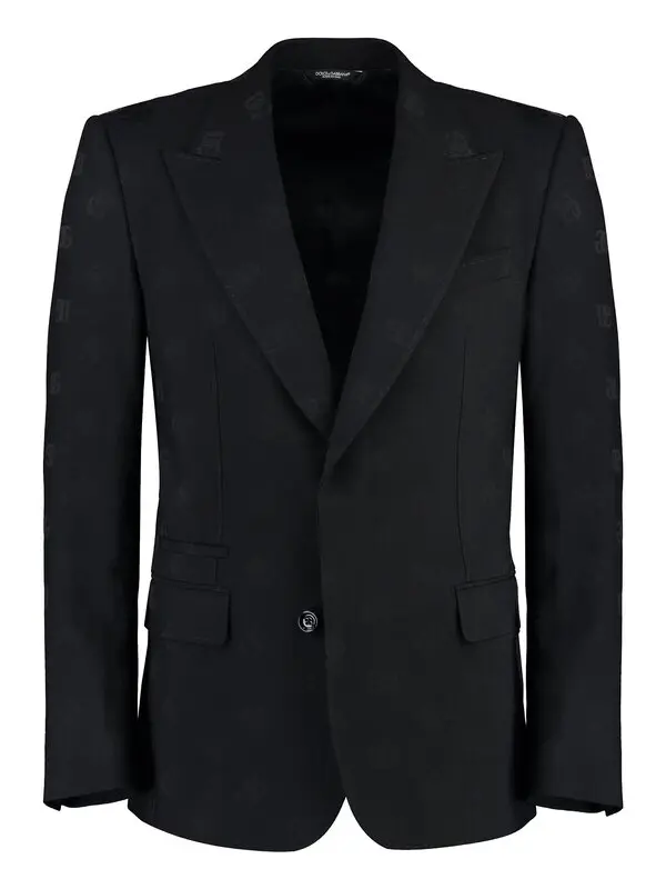 Dolce & Gabbana Virgin Wool Blend Single-breasted Jacket With Padded Shoulders - Black
