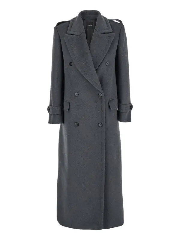 LEPLAIN Double-breasted Wool Jacket With Wide Notched Lapels For - Grey