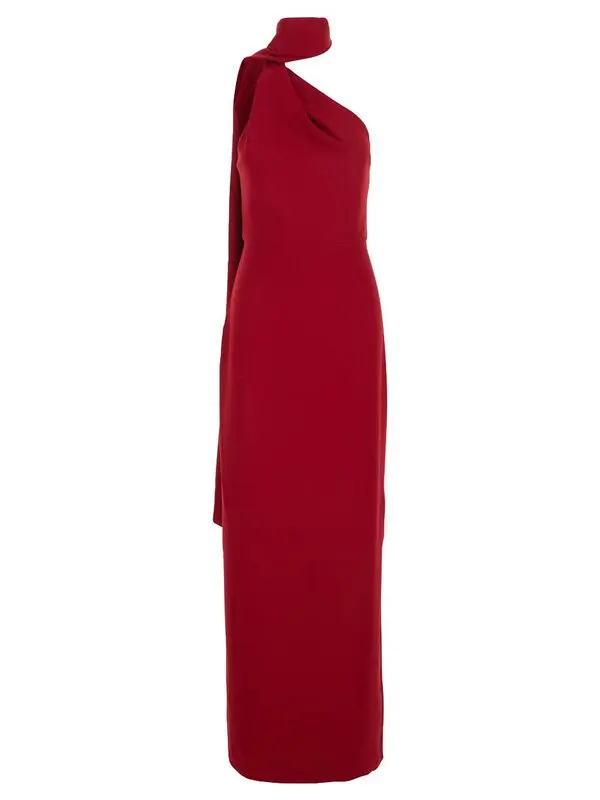 Solace London Demi One-shoulder Long Dress With Back Vent - Red
