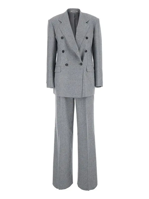 Tagliatore Loreley Double-breasted Check Wool-blend Suit For - Grey