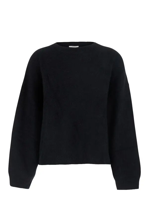 Loulou De Saison Tristan Regular-fit Crewneck Sweater In Wool, Yak & Polyamide - Black