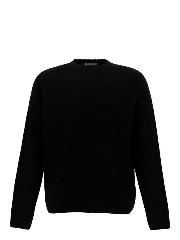 GAUDENZI Alpaca & Wool Crewneck Sweater With Ribbed Finishes - Black
