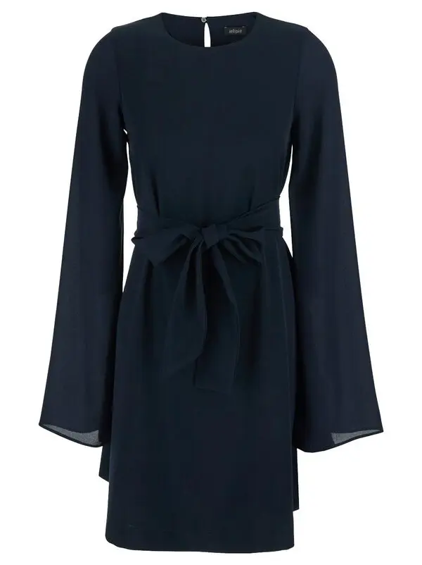 LEPLAIN Cady Mini Dress With Front Bow And Back Keyhole Closure - Blu