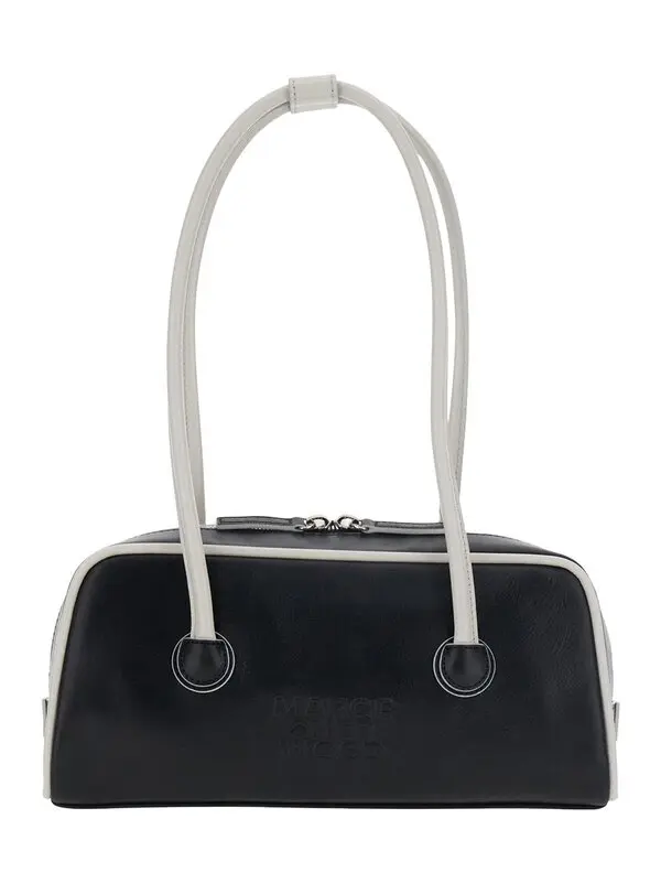 MARGESHERWOOD Mergesherwood Baguette Shoulder Handbag With Logo Lettering In Leather, 29x14x7 Cm - Black