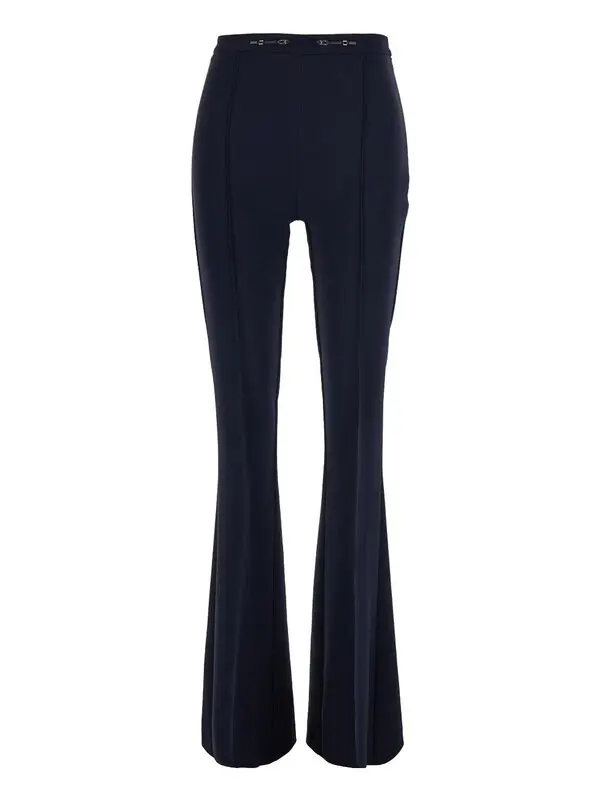 Elisabetta Franchi Flare Pants With Elegant Details And Tech Crepe Fabric - Blu