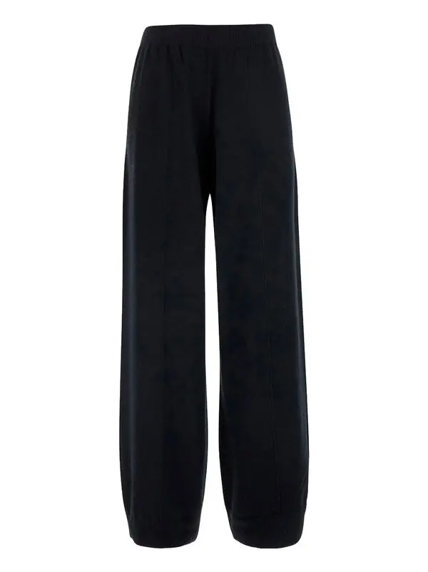 Fabiana Filippi Rhinestone-embellished Wool-silk Trousers With Elasticated Waist And Side Pockets - Black