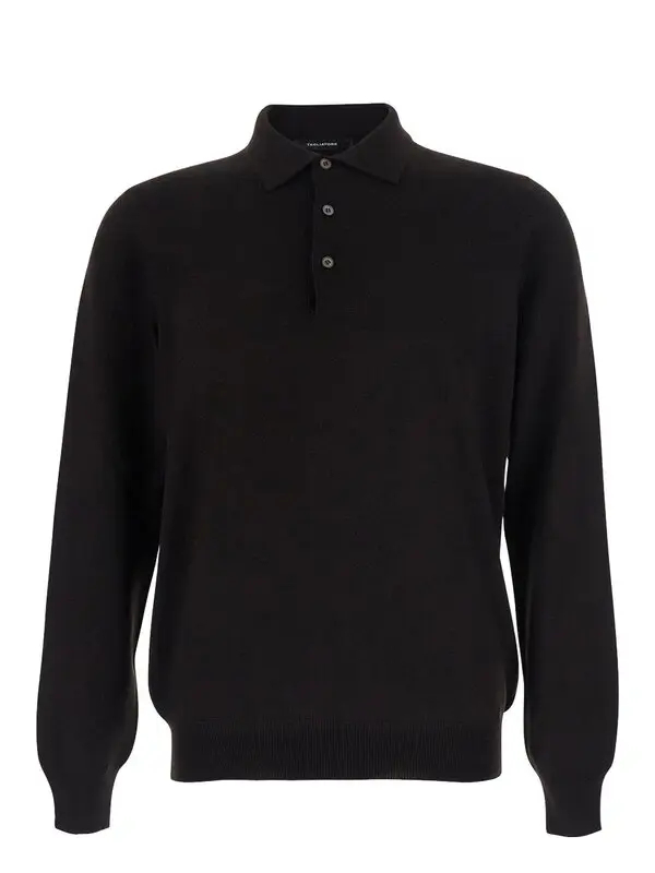 Tagliatore Long-sleeve Polo Shirt With Classic Collar - Brown