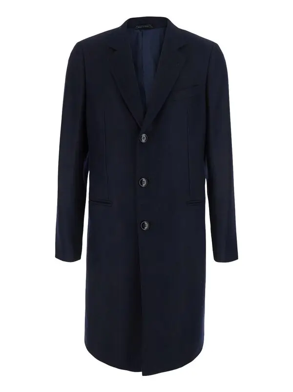 Giorgio Armani S Wool Cashmere Single-breasted Notched-lapel Jacket With Chevron Motif - Blu