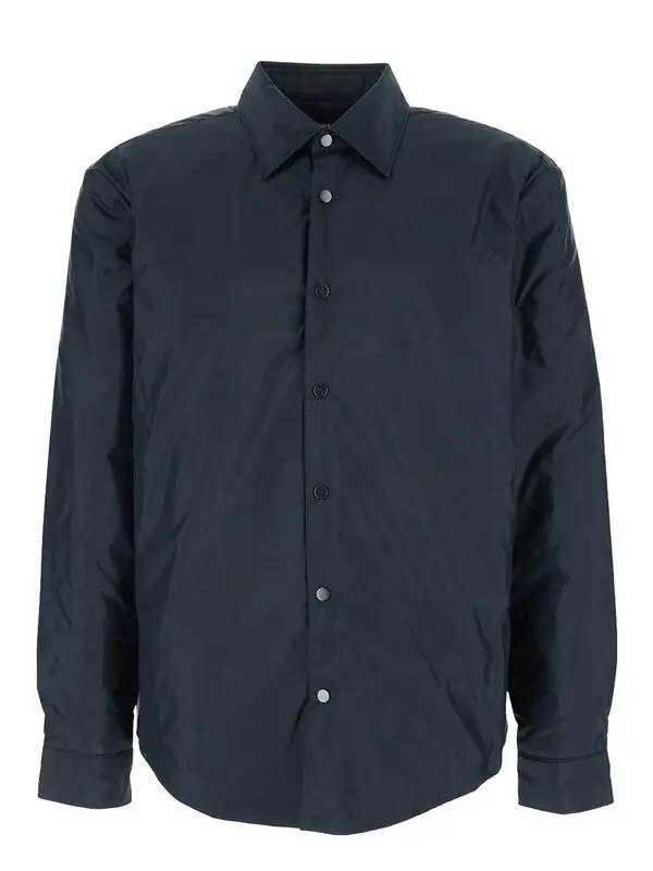 Hugo Boss Tech Fabric Jacket With Classic Collar And Button-front Closure - Blu