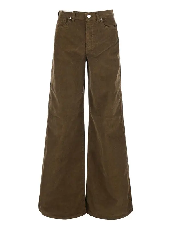 PT TORINO Velvet High-waist Pants With Back Logo Patch - Brown