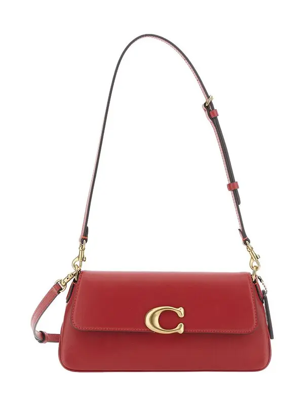 COACH Crossbody Handbag With Logo Plaque Front And Adjustable Leather Strap - Red